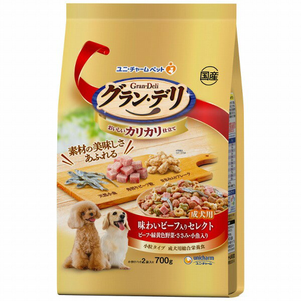 【商品説明】素材の美味しさあふれる、国産総合栄養食【原材料】穀類（トウモロコシ、パン粉、小麦粉）、肉類（チキンミール、チキンエキス、チキン、ビーフ、ポークミール、ビーフミール、ササミパウダー）、豆類（大豆、大豆タンパク、脱脂大豆、大豆エキス...