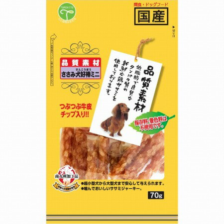 【商品説明】ささみスティックジャーキーに牛皮ふりかけを練り込んだ、食感が楽しめるカットタイプのおやつです。【原材料】鶏肉、牛皮（ガム）、グリセリン、プロピレングリコール、発色剤（亜硝酸Na）【栄養成分】たんぱく質40%以上、脂質5%以上、粗...