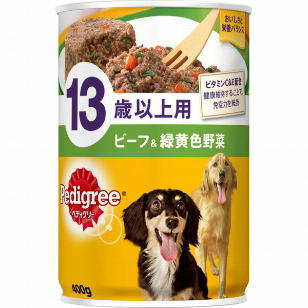 【商品説明】13歳頃からの愛犬に必要な栄養がバランス良くとれる総合栄養食です。愛犬の大好きなビーフをベースに、緑黄色野菜を加えました。抗酸化成分ビタミンC、Eを強化。【原材料】肉類（チキン、ビーフ、ラム、ポーク、家禽等）、野菜類（にんじん、...