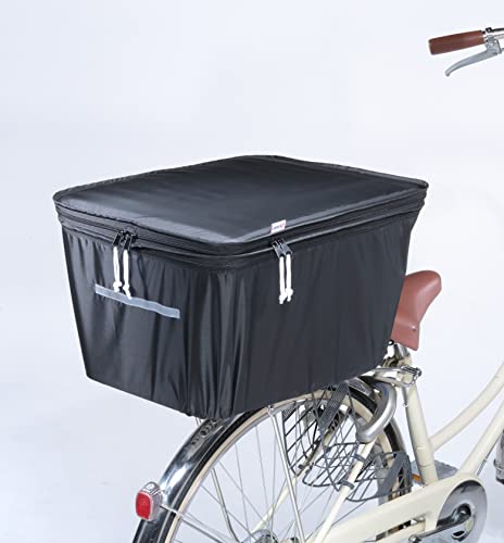 ・オールブラック KWR-210BK・本体・ファスナーの色もオールブラックで、男性にもご利用いただけるシンプルなデザイン。 道も安心の反射帯付き。 っぷり収納できる2段式カゴカバー。 の日も安心な防水＆撥水加工。 開きで開閉楽々。背面伸縮ゴ...