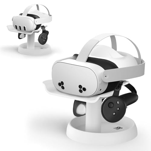 ミニマル、モダン。ホワイト/-/TYBP1・Color:ホワイト・頑丈で安全 - AMVR デザインの VR スタンド、丸くて拡大されたベース、以前よりも厚くて重い、VR ヘッドセットとタッチ コントローラーを表示および保管するための安定性...