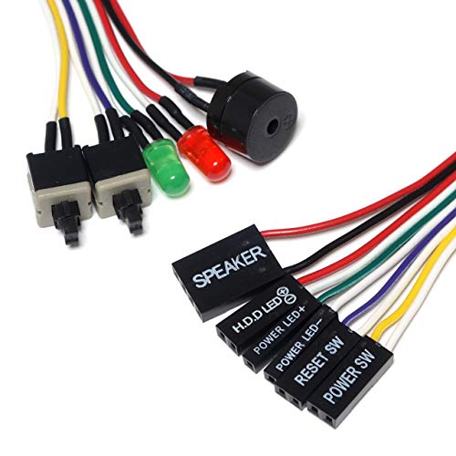 -/-/KLB065X35・パッケージ個数:1・PCマザーボード用のプッシュスイッチ2個 + LEDランプ2個 + ビープ音用スピーカーを1本にまとめたケーブルです。・パソコンの修理に使えるほか、M/B単体での起動試験や検証にも利用できます...