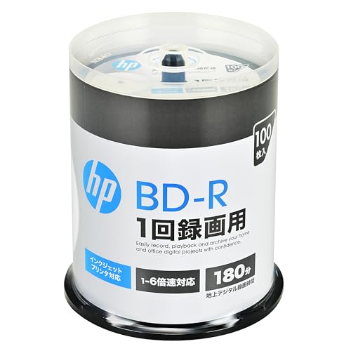 100枚スピンドルホワイト/BD-R(6倍速)/VBR130RP100SH1・Size:BD-R(6倍速)Style:100枚スピンドル・パッケージ個数:1・100枚パック・録画時間:地デジ 180分 / BSデジタル130分 / BS/C...