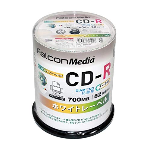 パッケージ個数:1・品種:データ用 CD-R 容量:700MB・盤面印刷:○ / 範囲:23mm-118mm(ワイド)・ケース:スピンドルケース100P・レーベル面:ホワイト(ロゴなし)・データ面：ダイアモンド (CD-ROMのような銀色で...