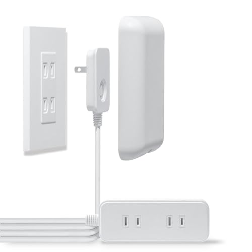 -/1.8m/-・Size:1.8m・【壁にとけこむ 電源タップ 】パッと取り付けて生活感をなくす！薄型コンセントカバー付き電源タップ fitta (フィッタ)。ご家庭はもちろん、オフィスや店舗などあらゆるシーンのコンセント周りをスッキリ美...