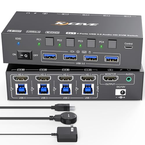 -/8K 4 入力 1 出力 KVM スイッチ/-・Size:8K 4 入力 1 出力 KVM スイッチ・【KVMスイッチ 4ポート】HDMI 4ポートKVMスイッチは、4台のデスクトップ/ノートパソコンを切り替えて操作できます。1組のキー...