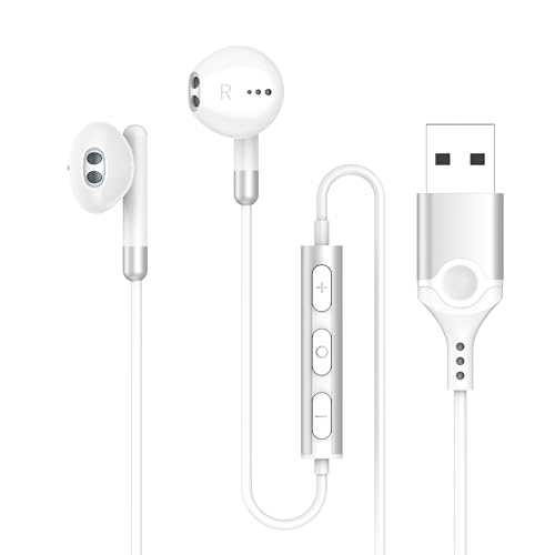 コンテンポラリーホワイト/USB A/ヘッドセット・Color:ホワイト・?【PC用ヘッドセット】USB-A 有線イヤホンは最新なチップを採用しており、音楽の重低音からクリアな中高音まで音源に忠実な臨場感あふれる音声出力を実現し、高品質なマ...