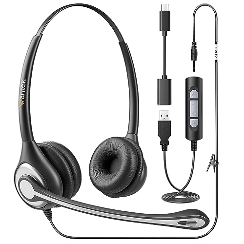 モダン新型両耳ヘッドセット/-/-・Color:新型両耳ヘッドセット・「明瞭な通話」ビジネスグレードのブロードバンドWantekヘッドセット、ノイズキャンセリングマイク及びデジタル信号処理（DSP）なので、クリアな通話を実現できます。音響衝...