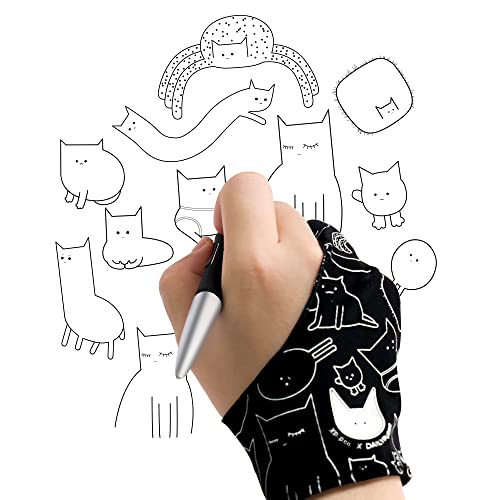 ブラック/一サイズフィットオール/-・左右どちらの利き手でもご利用可能、さまざまな創作環境に対応できます。・クリエイターが楽しく絵を描くために、XPPenと作家のAinars氏はとてもキュートなデザインの猫柄手袋を制作しました。・使用時に手...