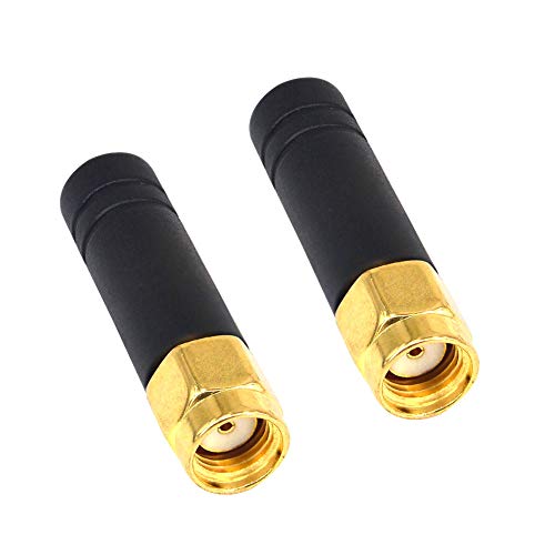 ブラック/-/-・パッケージ個数:2・コネクタータイプ：RPSMAオス（センター：穴）| ゲイン：2dBi| 周波数範囲：2.4 GHz/2400-2500Mhz | インピーダンス：50Ω、低損失。 | 最大入力電力：50W。|長さ：3c...