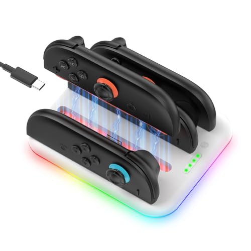 ホワイト/-/-・Color:ホワイト・「対応機種」Nintendo Switch 2専用4ポート充電ステーション・【4台同時充電可能】Nintendo Switch2 コントローラーを最大4台同時に充電可能、充電中でも即時プレイ可能、常に...