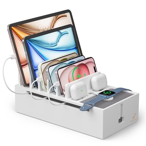 ホワイト/-/CDZ-LG-S-W・Color:ホワイト・ご注意：本製品はデバイス収納用のスタンドです、充電ポート、コンセントなどの充電デバイスは別途購入が必要です・サイズと仕様：Sサイズ28x15x13.1cm重量約0.95kg；梱包サイ...