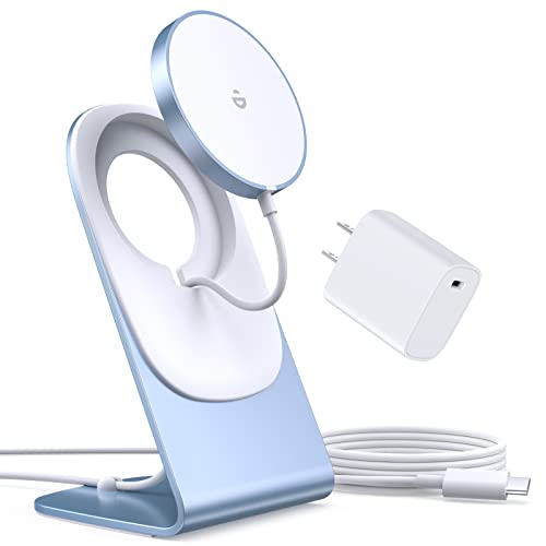 ブルー/-/-・Color:ブルー・【MagSafe充電器+ 20W PD USB-C充電器+MagSafe充電スタンド】 人気のMagSafe対応ワイヤレス充電器、専用スタンド、PD 20W USB-Cアダプターの3点セットです。iPho...