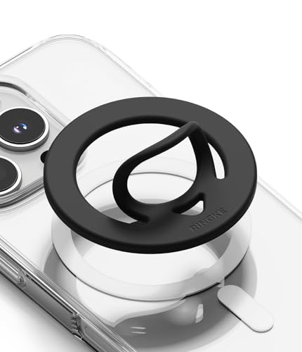 ブラック/-/RK-RING-DMGSIL-BLK・PatternName:Black・両面マグネットでスマートフォンをあらゆる金属面に取り付け可能・超スリムで軽量なデザインにより持ち運びに最適・柔らかく柔軟なシリコン素材で快適なグリップ・...