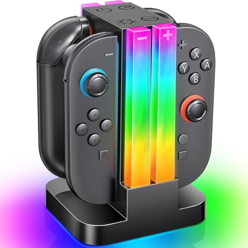 -/Switch 2 Controller Charger/HW-S0022・パッケージ個数:1・【6つのRGB照明モード】Switch 2 コントローラーを充電するときに、RGBライトタッチボタンを1回クリックするだけで、RGBライトスト...