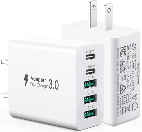 2個パック/-/HNT-PD5501・Color:2個パック・【総電力50W USB C充電器】5 in 1 USB充電器は、PD20W充電速度の2つのUSB-Cポートと3.1A/5V充電速度の3つのUSB-Aポートを備えています。充電器は...