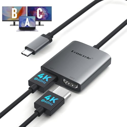 ブラック/USB C HDMI 変換アダプタ 2-IN-1/TC21・Size:USB C HDMI 変換アダプタ 2-IN-1・パッケージ個数:1・★★【USB C - hdmi 2口 拡張 変換アダプター】:USB C - デュアル 2...