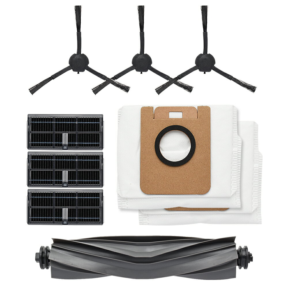 ※当商品はノーブランド品(互換品)です。メーカー純正品(正規品)ではございません。※ご覧になる環境によって、画像と実際の商品の色味が異なる場合がございます。 サイドブラシ 》 メインブラシ 》 紙パック 》 フィルター 》 交換パーツ9点セ...