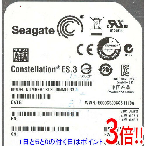 商品名SEAGATE製HDD ST2000NM0033 2TB SATA600 7200商品状態 新品 商品名 SEAGATE製HDD 型番 ST2000NM0033 [2TB SATA600 7200] 仕様 [スペック] 容量 2TB ...