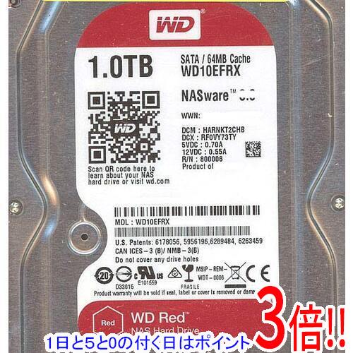 商品名【中古】Western Digital HDD WD10EFRX 1TB SATA600 3000〜4000時間以内商品状態動作確認済みの中古品です。※中古品のため、使用感や傷、汚れ等がある場合がございます。使用時間 3000〜400...