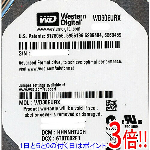 商品名【中古】Western Digital製HDD WD30EURX 3TB SATA600 7000〜8000時間以内商品状態動作確認済みの中古品です。※中古品のため、使用感や傷、汚れ等がある場合がございます。使用時間 7000〜800...