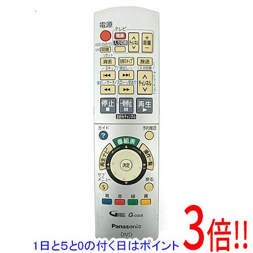 商品名【中古】Panasonic DVDレコーダー用リモコン EUR7658YD0商品状態 動作確認済の中古品です。※本体に激しい日焼けがあります。※中古品ですので、傷、汚れがございます。ご理解の上、ご検討お願いします。 商品名 DVDレコ...