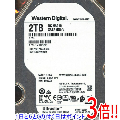 商品名【1日と5.0のつく日、18日はポイント3倍！】【中古】Western Digital製HDD HUS722T2TALA604 2TB SATA600 7200 30000〜31000時間以内商品状態 動作確認済みの中古品です。 ※中...