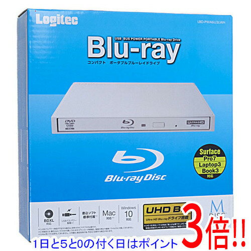 商品名【中古】Logitec ポータブルBlu-rayドライブ LBD-PWA6U3LWH ホワイト 元箱あり商品状態動作確認済みの中古品です。※中古品のため、使用感や傷、汚れ等がある場合がございます。商品説明4K解像度（3840×...
