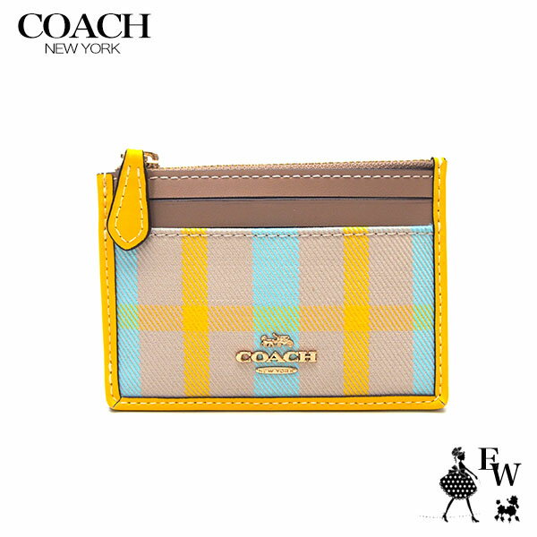 【即日発送】COACH/コーチ/アウトレット 正規品 商品情報 【素材】キャンバス×レザー 【カラー】イエローマルチ 【サイズ】約縦8cm×横11.2cm 【仕様】ファスナー式開閉内側 ：キーリング1外側 ：ポケット2、クリアポケット1 【...