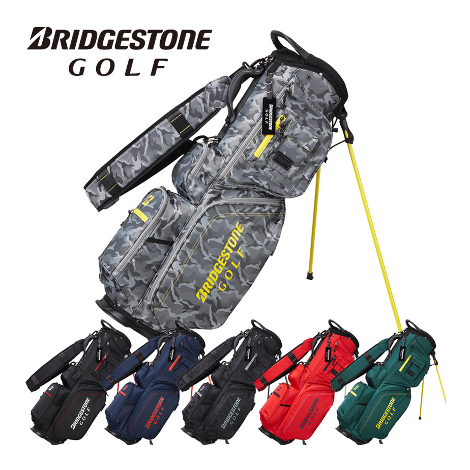 　ブリヂストン ゴルフ スタンドモデル キャディバッグ CB2525 メンズ 収納も機能性も充実した、カラーリングが目を引く軽量スタンドバッグ。 ボール、小物、ボトル等、用途に合わせて使い分けできる大小10個の豊富なポケットを装備し、収納充...