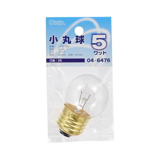 口金E26定格110V−5W形状G−40仕上クリア直径40mm全高61mm※製品の仕様は予告なく変更されることがあります。メーカー取寄品