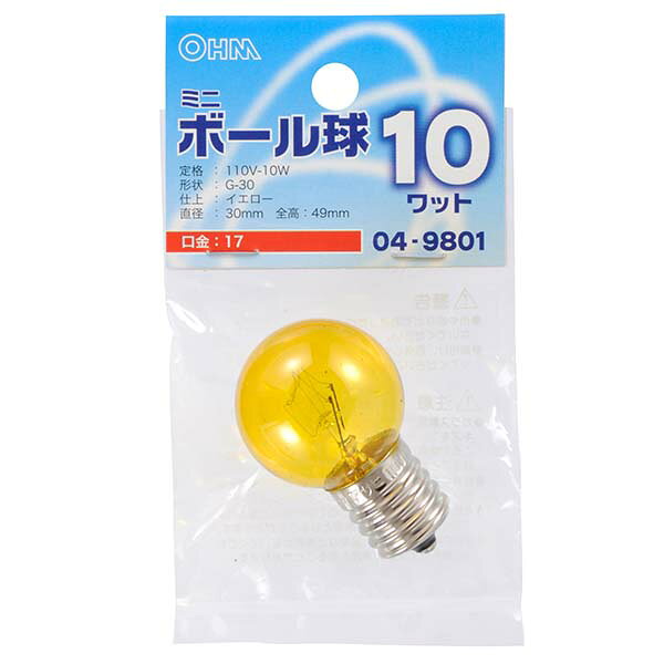● 透明カラーによりキラリと輝きが見えます。● 装飾、電飾用に使用されます。定格110V−10W形状G−30口金E17色イエロー寸法直径30×長さ49mm※5個以上ご注文される場合は担当営業までご連絡ください。※製品の仕様は予告なく変更され...