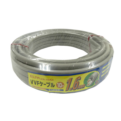 ●耐久性・耐衝性・耐摩擦性に優れています。●主に、屋内で使用するAC600V以下の配線に使用します。●屋内配線・動力用配線・冷暖房機配線等、幅広く使用されます。■定格：600V 18A■全長：10m■導体：1.6mm×2心メーカー取寄品