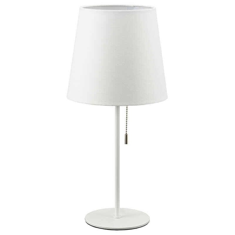 ●テーブルスタンドです●電球は別売です（口金：E26）スイッチ：プルスイッチ（ON／OFF）■本体色：ホワイト■材質：本体…スチール、セード…布／PVC■本体サイズ：（約）最大径195mm×高さ425mm（組立時）■電源：AC100V 50...