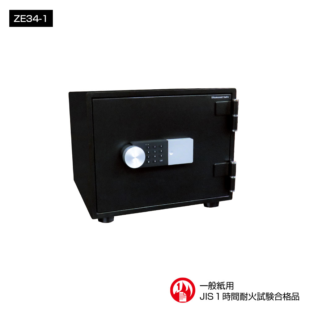 特長 ●カギの持ち歩きを不要としたキーレスタイプ ●暗証番号は4桁〜16桁の登録可能です。 ※JIS1時間一般紙用耐火試験合格品 商品仕様 ●品番：ZE34-1 ●ロックタイプ：プッシュ式キーレスタイプ ●外寸法：H356×W433×D41...