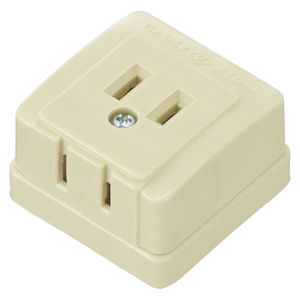 特長 ●コンセントの増設に●露出配線用●前面と上面からプラグを差し込みます●15A-125V●1500ワットまで 商品仕様 ●適合電線：VFF φ1.6 φ2.0Cu（銅）メーカー取寄品