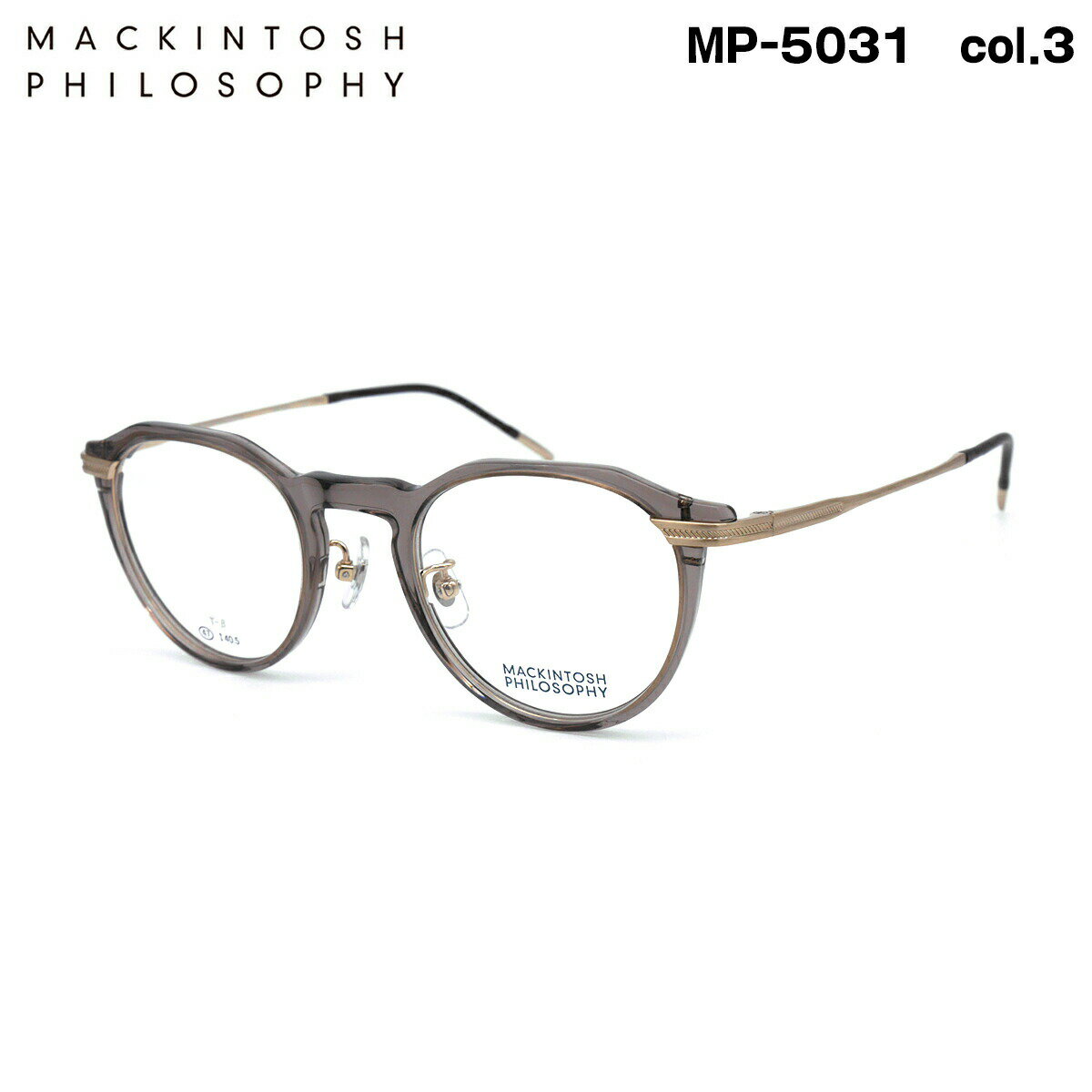 ■ ブランド：MACKINTOSH PHILOSOPHY マッキントッシュ フィロソフィー ■ 型番：MP-5031　col.3 ■ フロントカラー：クリアライトグレー ■ テンプルカラー：ヘアラインゴールド ■ フレーム材質：プラスチック...