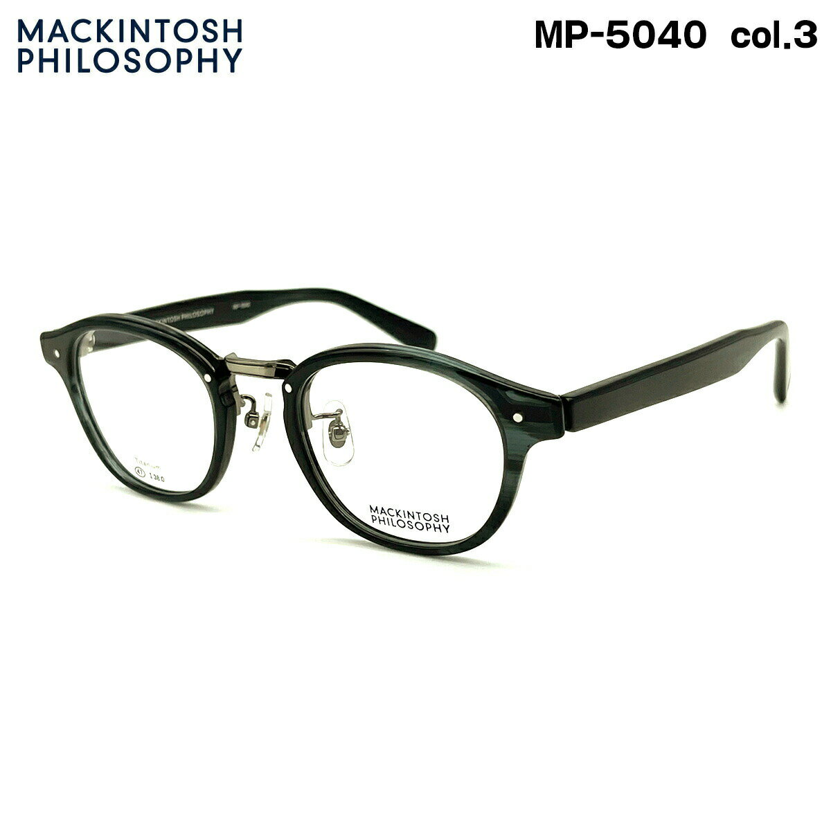 ■ ブランド：MACKINTOSH PHILOSOPHY マッキントッシュ フィロソフィー ■ 型番：MP-5040 col.3 ■ フレームカラー：ネイビー / アンティークシルバー ■ フレーム材質：プラスチック / チタン ■ レンズ...