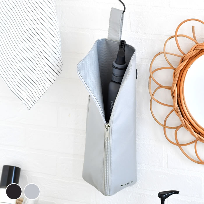 商品名 ヘアアイロンケース 商品詳細 サイズ 本体：約 W13×D10×H30cm　(取手部分：約 H6cm) 背面ポケット：約 W11×D1.5×H17.5cm 重量 約95g 素材 ポリエステル 仕様 内側：耐熱加工(耐熱温度：220℃...