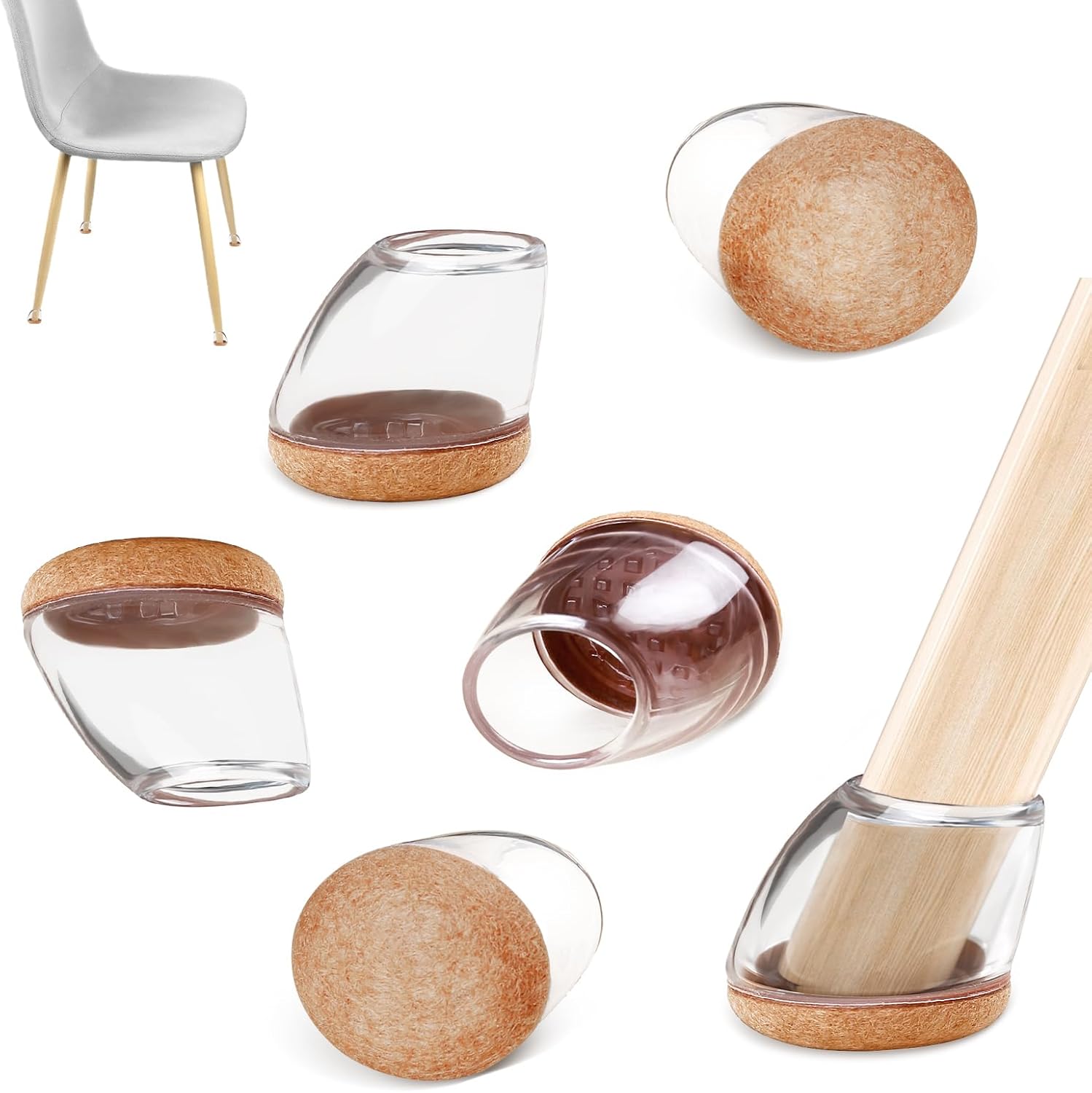 ＼SALEポイント10倍+クーポン／Ezprotekt 椅子脚カバー16枚傾斜椅子の脚に最適傷防止防音滑り止め 椅子足カバー脱げにくい シリコン やわらかい 傷防止騒音 丸型 角型 正方形 長方形 細い 極細 チェアソックス 足カバー チェ...