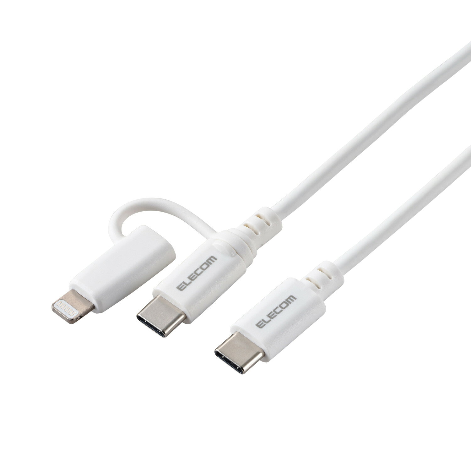 ■USB Type-C(TM)・Lightningポートの両方に使える1台2役!Lightningプラグへの変換アダプター付きUSB Type-Cケーブルです。MFi正規認証を取得した製品で、iOS・iPadOSのアップデートに対応している...
