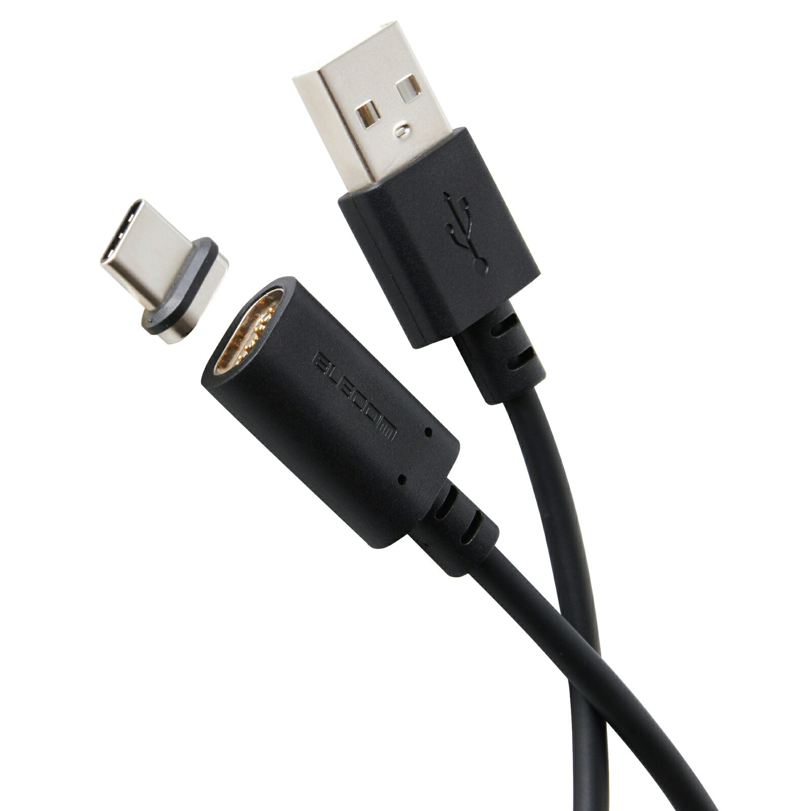 ■ピタッとくっついて、かんたん着脱&充電!磁力でしっかり接続するUSB Type-C(TM)着脱式コネクターを採用した、USB-A - USB Type-Cケーブルです。端子をスマートフォンなどの機器に挿したまま、ワンタッチでケーブルの着脱...