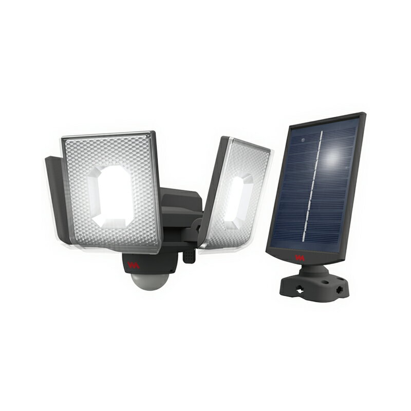 新定番！超ドコデモ照明 節電 屋外 防水 人感センサー 調光機能 フラッシュ発光 7.5W×3灯スライド型LEDソーラーセンサーライト ・高輝度LED：7.5W×3灯 ・全光束：1800ルーメン ・最大探知範囲・距離：140° 8m ・点灯...