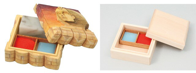 94×90×50mm 組立済（印材の入る大きさ：75×30×30mm）本体×1、朱肉×1、ブラシ×1　※実物は未加工品になります。