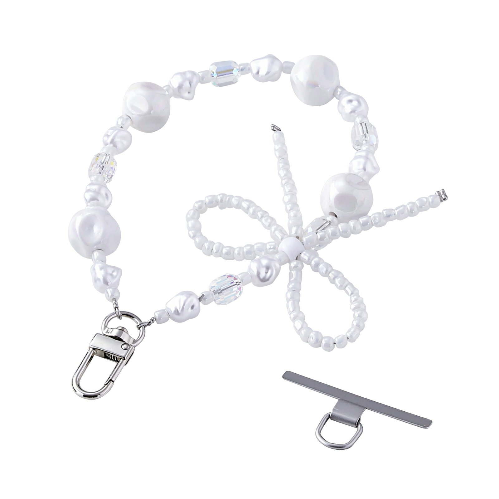 ■ビーズのリボンが手元に華やかさを添える、可憐なハンドストラップです。手首や腕から提げて持ち歩けるので、両手がふさがらずいつでもサッとスマートフォンの操作ができます。耐久性の高いステンレスワイヤーを使用しており、見た目の華やかさと実用性を兼...