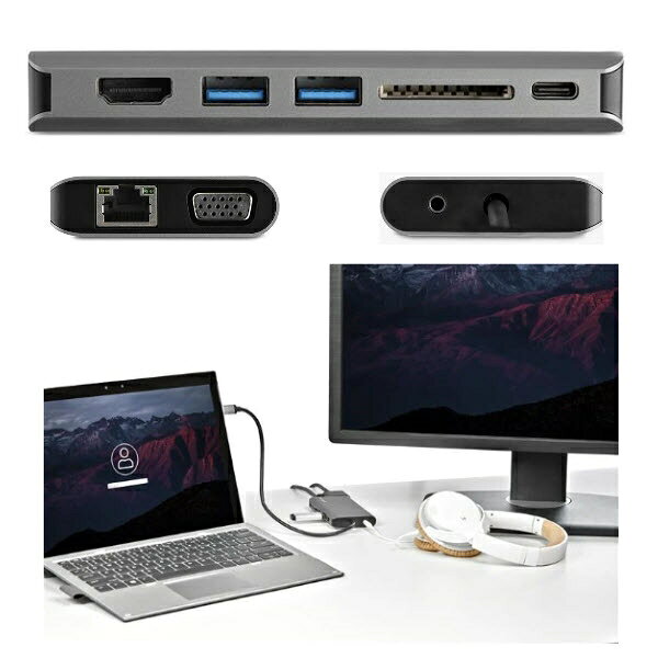 商品説明外出先でのデバイス環境拡張に便利なUSB-Cマルチ変換アダプタ。MacBook ProなどUSB-Cノートパソコン、Chromebook 、Android 端末などに最適です。HDMIまたはVGAのビデオオプションこのUSB-Cマル...