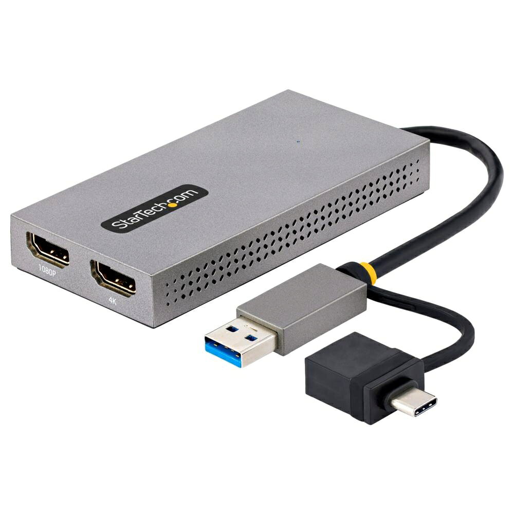 商品説明1つのUSB Type-A 3.2 Gen1(5Gbps)接続で、パソコンに2台のHDMIディスプレイ(1x 4K & 1x 1080p)を追加するUSB-デュアルHDMIアダプター。マルチディスプレイで高い生産性の効果を発揮2口の...