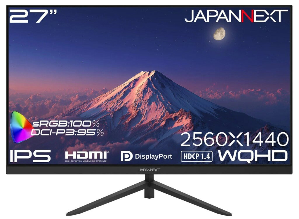 商品説明フル HD(1920x1080)より+78%も高精細な WQHD(2560x1440)を搭載。ゲームだけでなくデスクワークでも高い生産性を実現します。あらゆる角度から見ても色やコントラストの変化がおきにくいIPSパネルを搭載し、広視...