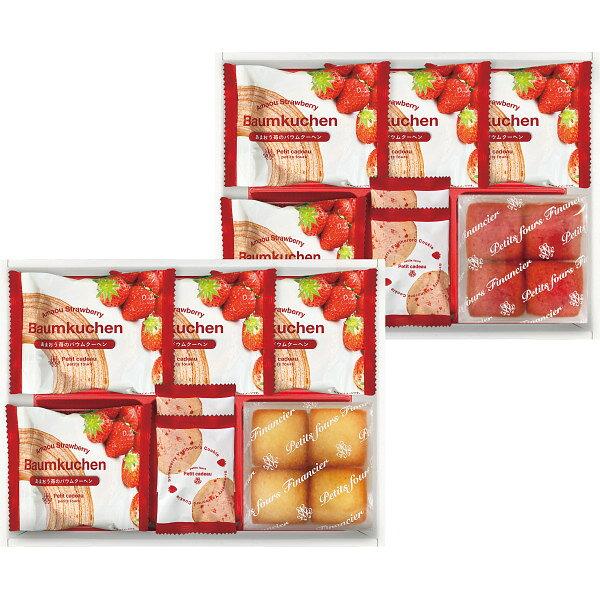 商品説明国産小麦とあまおう苺濃縮果汁を使用し、苺の風味と味わいを生かして一層一層丁寧に焼き上げたバウムクーヘンと、ひとくちサイズのしっとりとした食感で仕上げ、トンネルオーブンを使用することによりふんわりと焼き上げたフィナンシェ、ほろろとした...