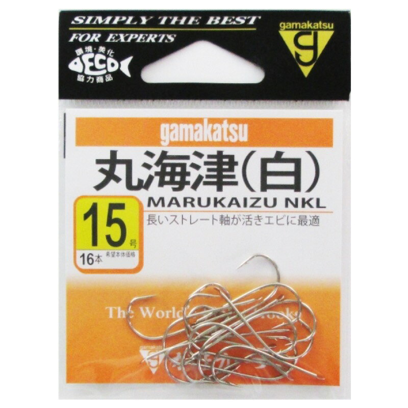 商品説明【がまかつ/Gamakatsu】小鯛鈎より長くストレートな軸が、刺した活エビをピンと伸ばします。ムシ餌にも好適です。ITEM INFORMATION[環境美化協力商品]針号数15号カラー白その他特徴16本入代表対象魚クロダイ（黒鯛）...